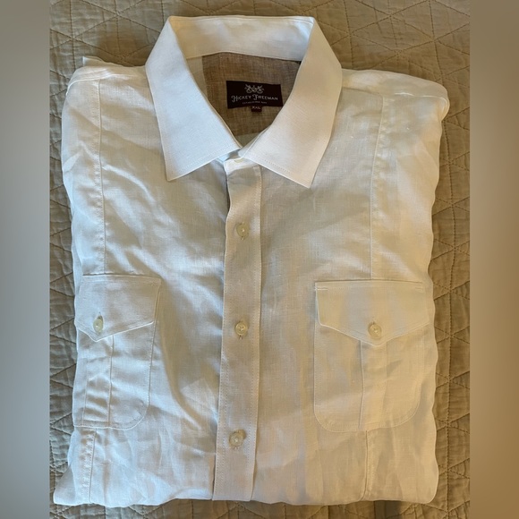 Hickey Freeman | Shirts | Hickey Freeman Crisp Linen Field Shirt In ...